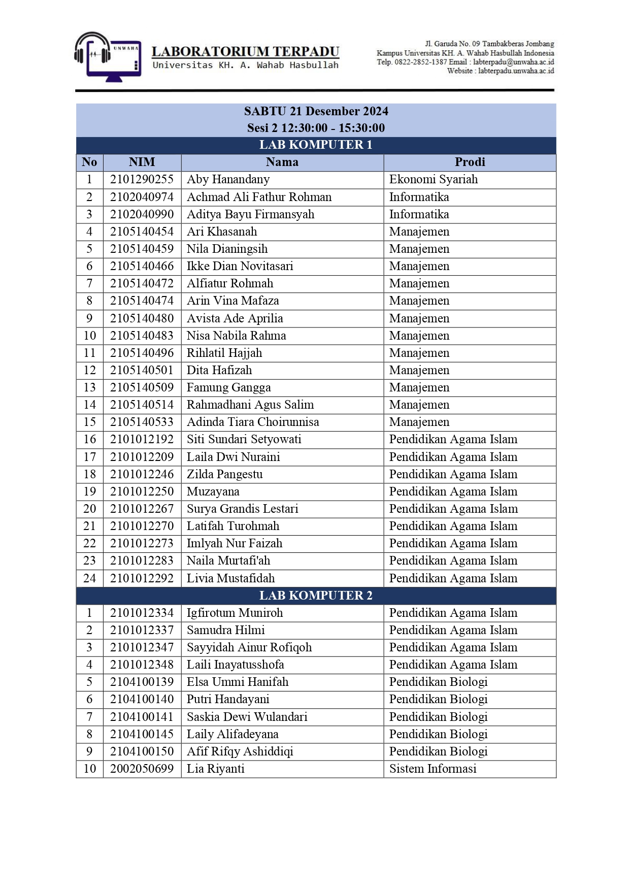 Daftar Nama Peserta Dan Peraturan Tes Komputer Periode Desember 2024 ...